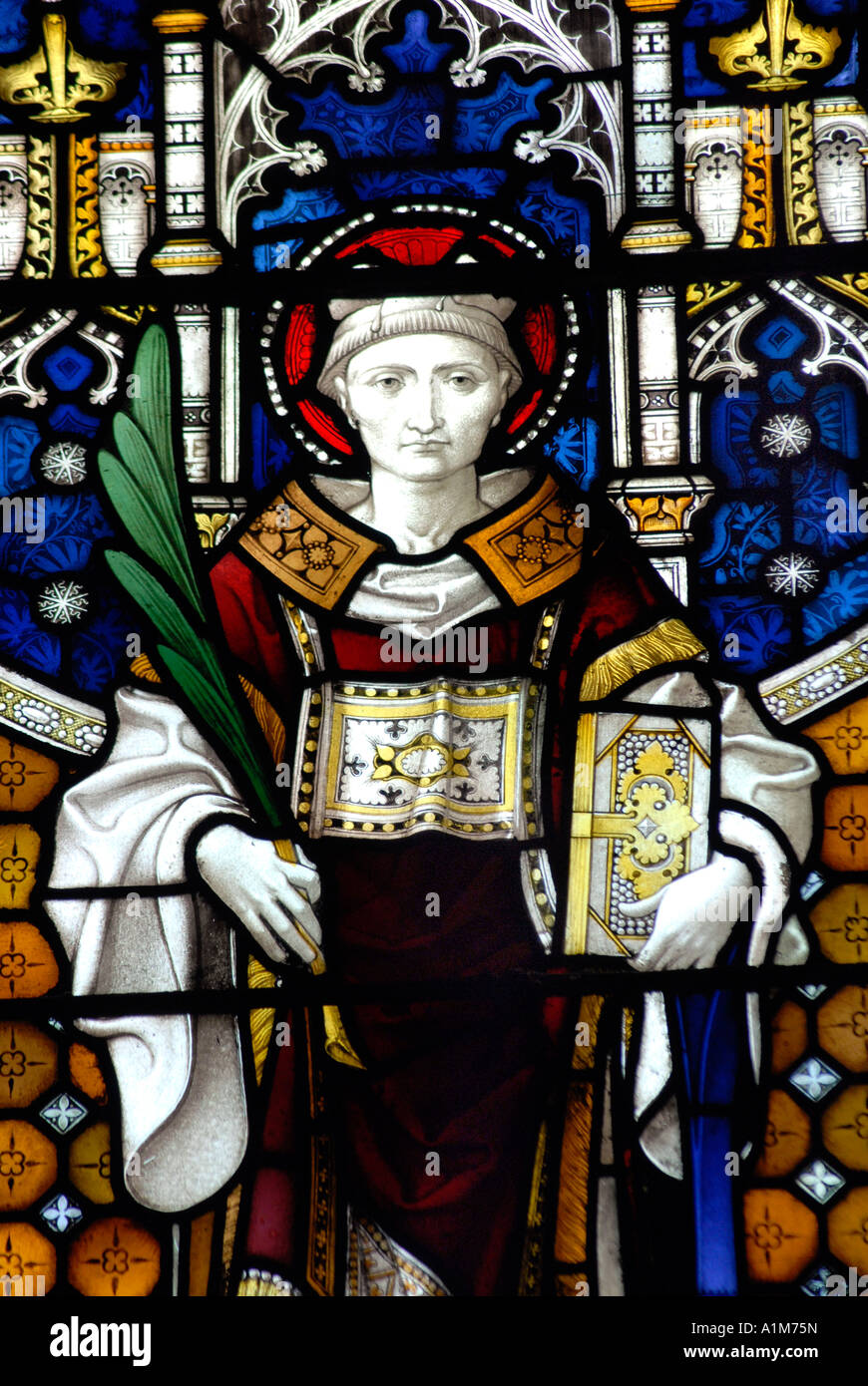 Stained glass window in the disused church of St Stephens in Haverstock ...