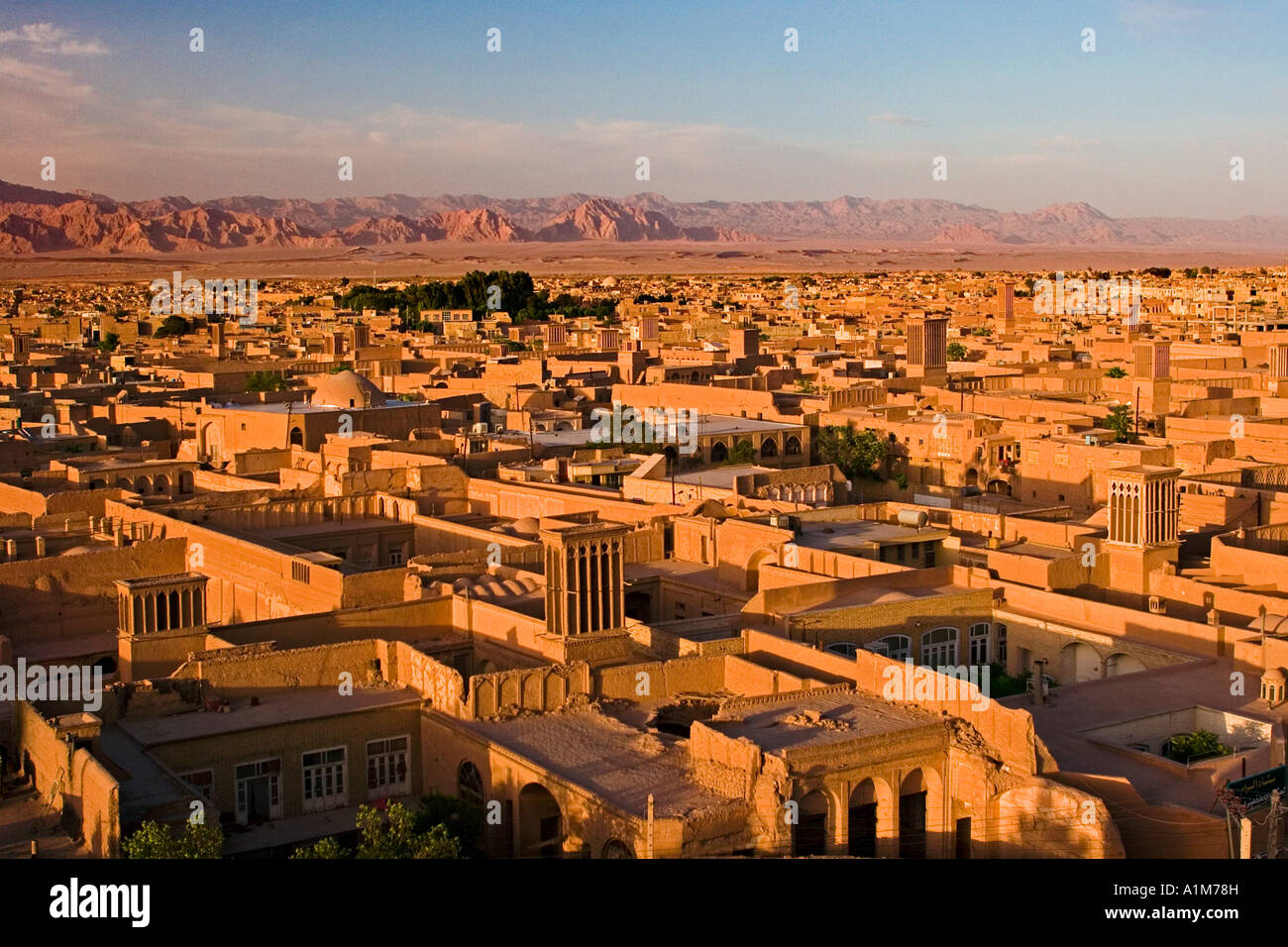 Panorama of Yazd with its windtowers, Yazd, Iran Stock Photo - Alamy