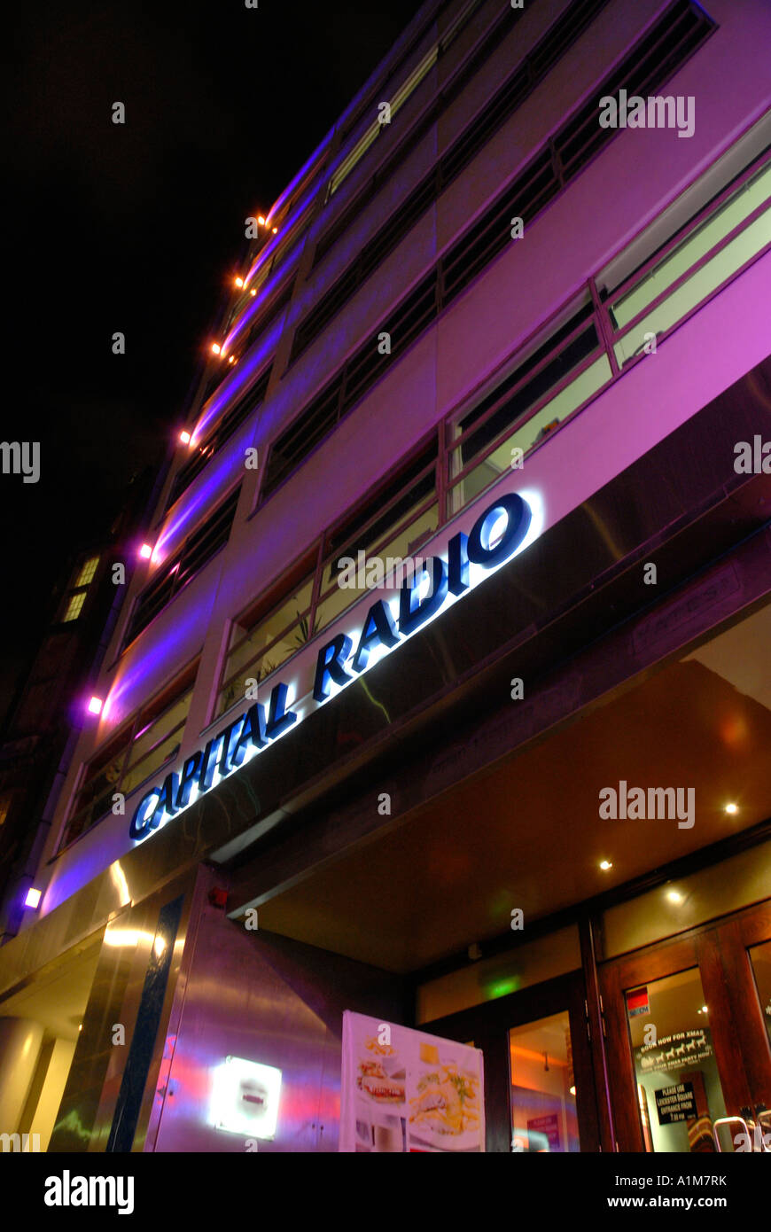 Capital Radio building at night London Stock Photo - Alamy