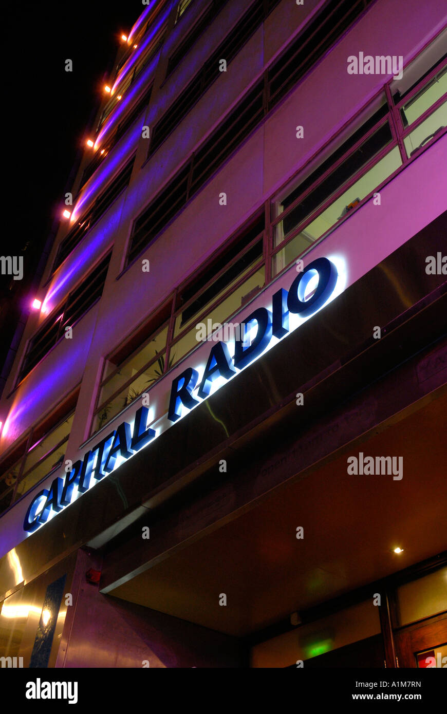 Capital Radio building at night London Stock Photo - Alamy