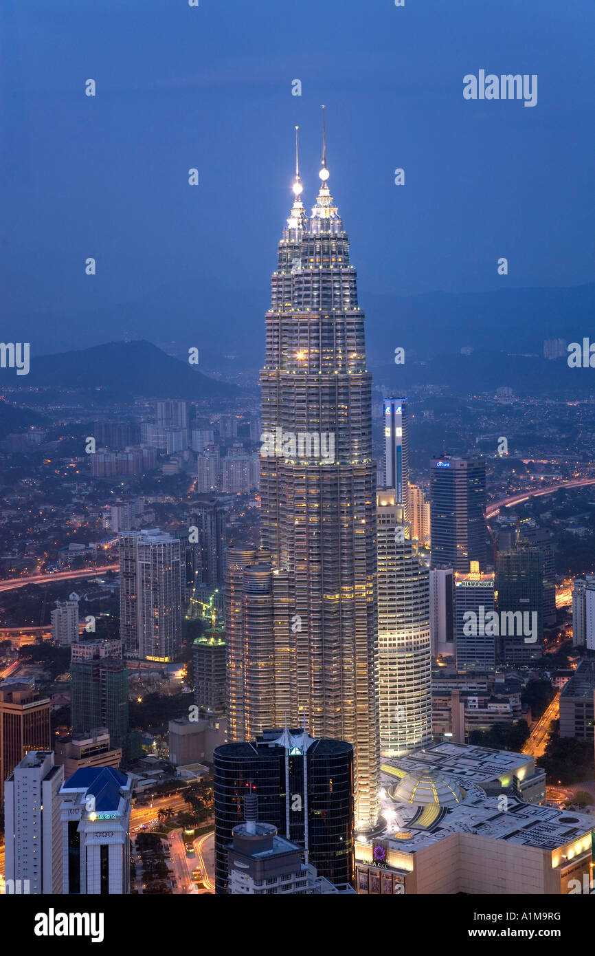 Petronas Twin Towers from KL Tower, Kuala Lumpur, Malaysia Stock Photo ...