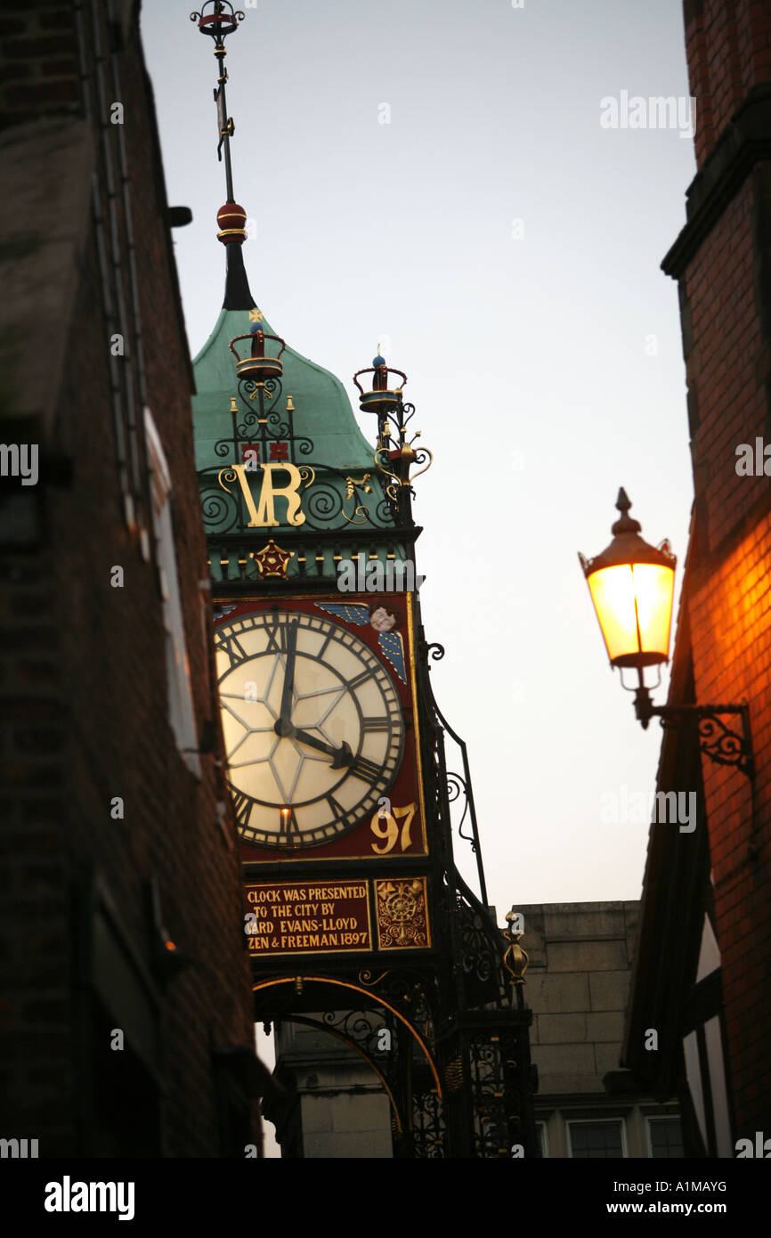 Chester Clock at dusk Stock Photo - Alamy