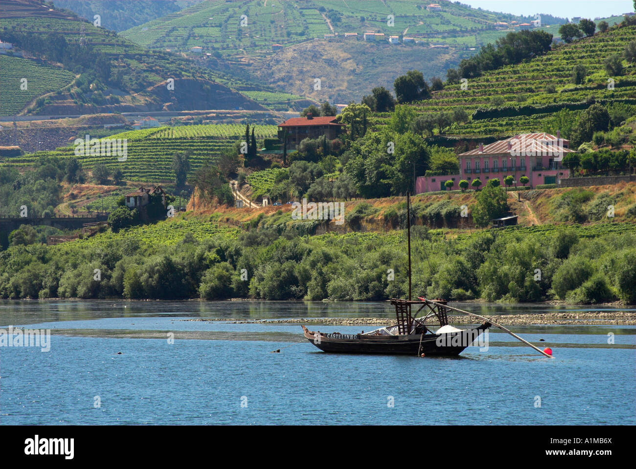 River Douro & Barco (boat carrying Port), Peso da Regua, Douro Region ...