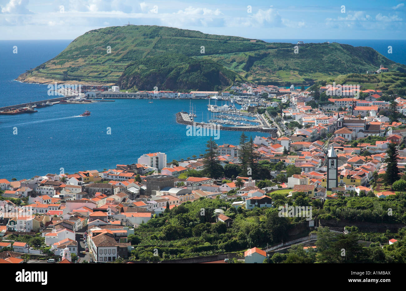 Harbour & town of Horta, Faial Island, Azores, Portugal Stock Photo - Alamy