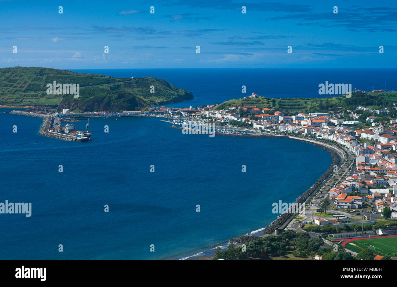 Harbour & town of Horta, Faial Island, Azores, Portugal Stock Photo - Alamy