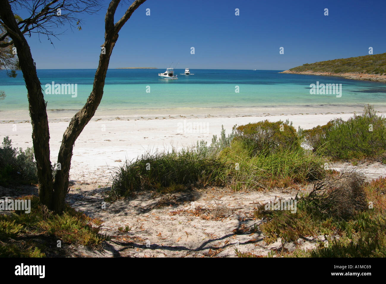 Cove with white sand on beach Stock Photo - Alamy