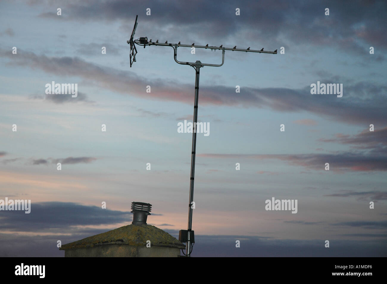 Metal aerial on a chimney Stock Photo - Alamy