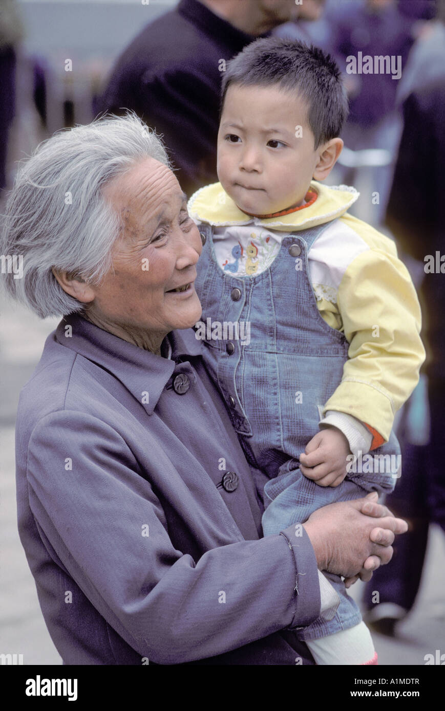 Boy with grandmother, Beijing, China. No Model Release Stock Photo - Alamy