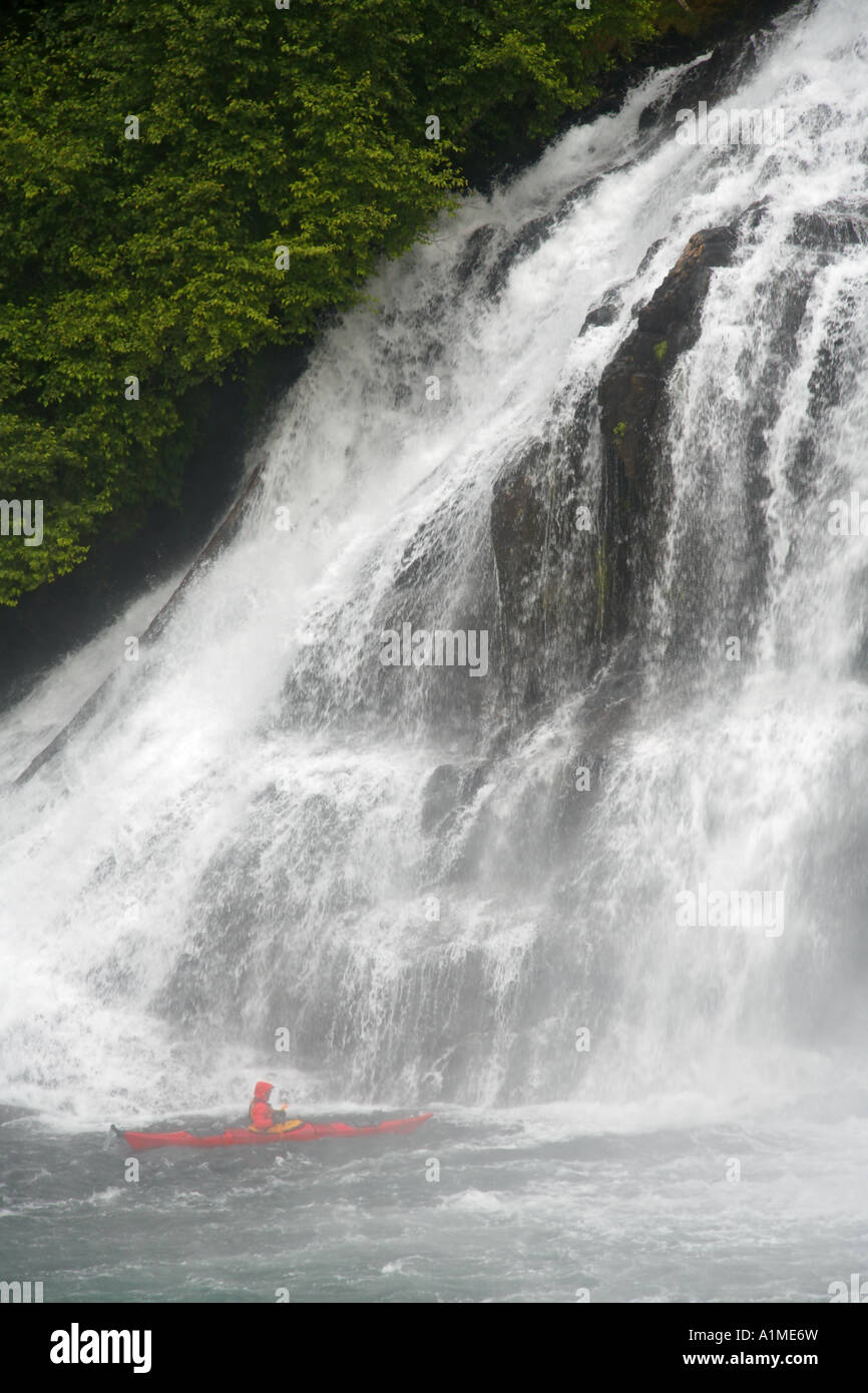 Kayaking near Cascade Falls in Cascade Bay Prince William Sound Chugach ...