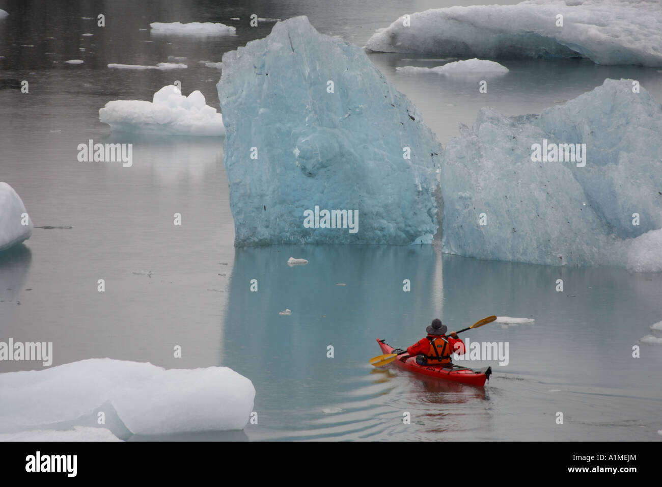 Kayaking among the icebergs in Columbia Bay Prince William Sound ...