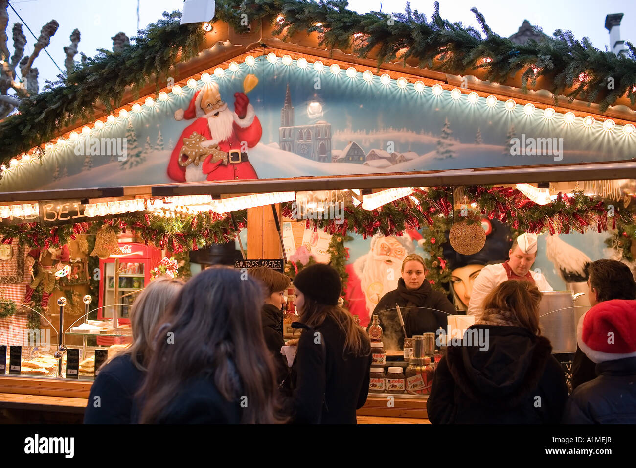 Waffle pancake stall christmas market hi-res stock photography and ...