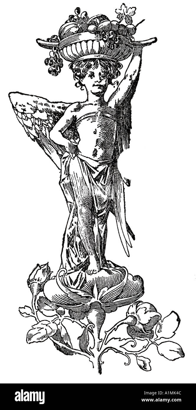 Angel with fruit bowl illustration Stock Photo - Alamy