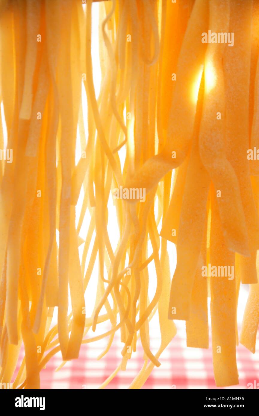 Fresh ribbon pasta of various types Stock Photo - Alamy