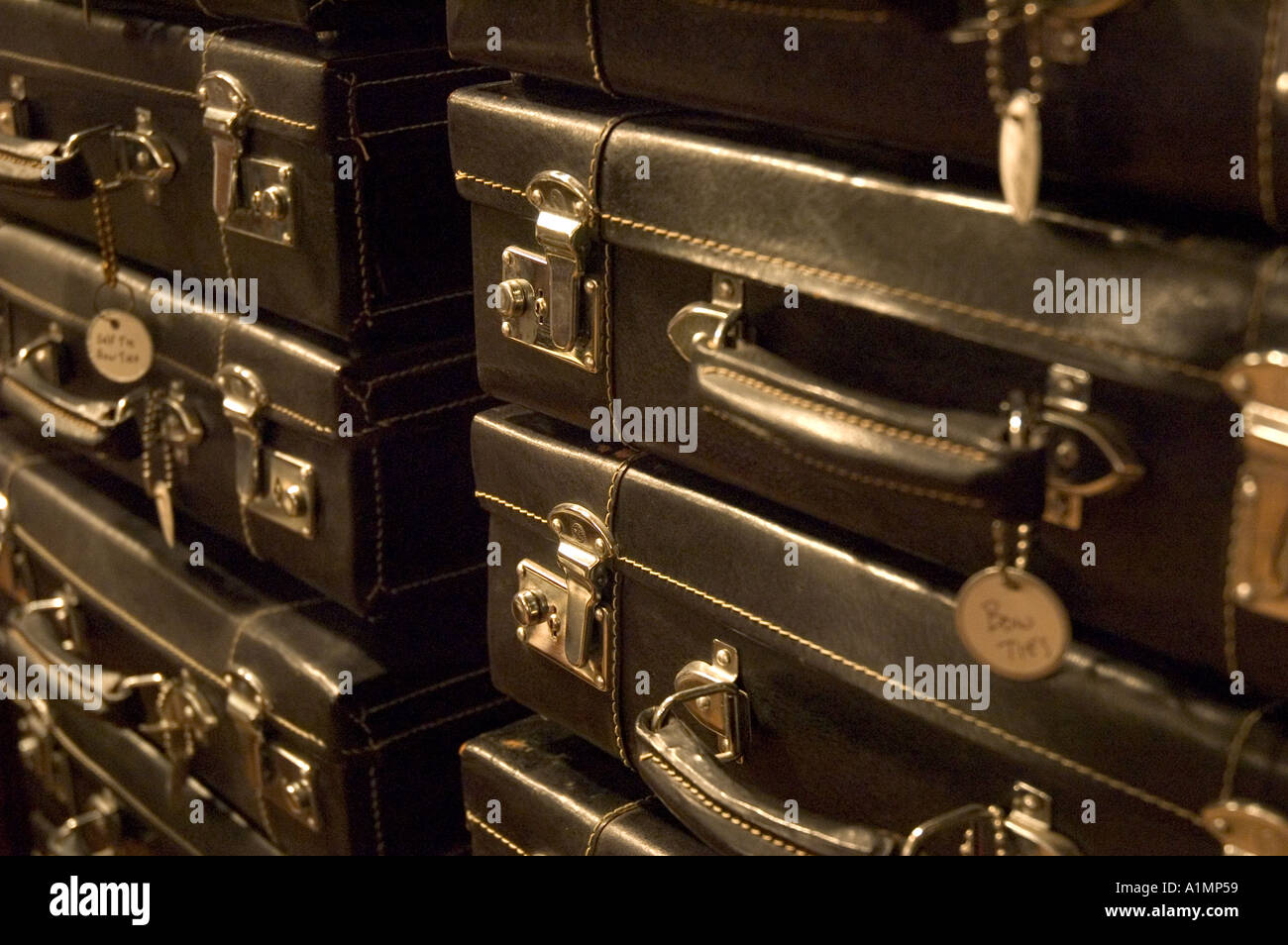 Old leather suitcases Stock Photo - Alamy