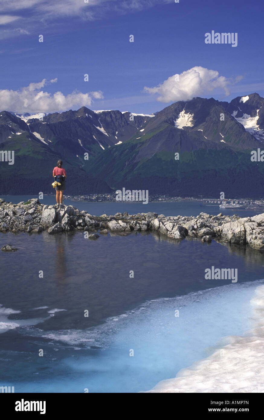 A hiker on Mt Alice Chugach National Forest Seward Alaska MR Stock ...