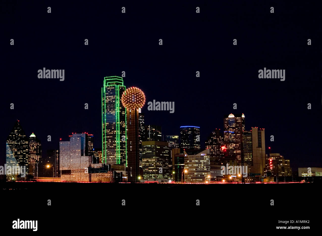 Lighted Night Skyline of Dallas, Texas Stock Photo - Alamy