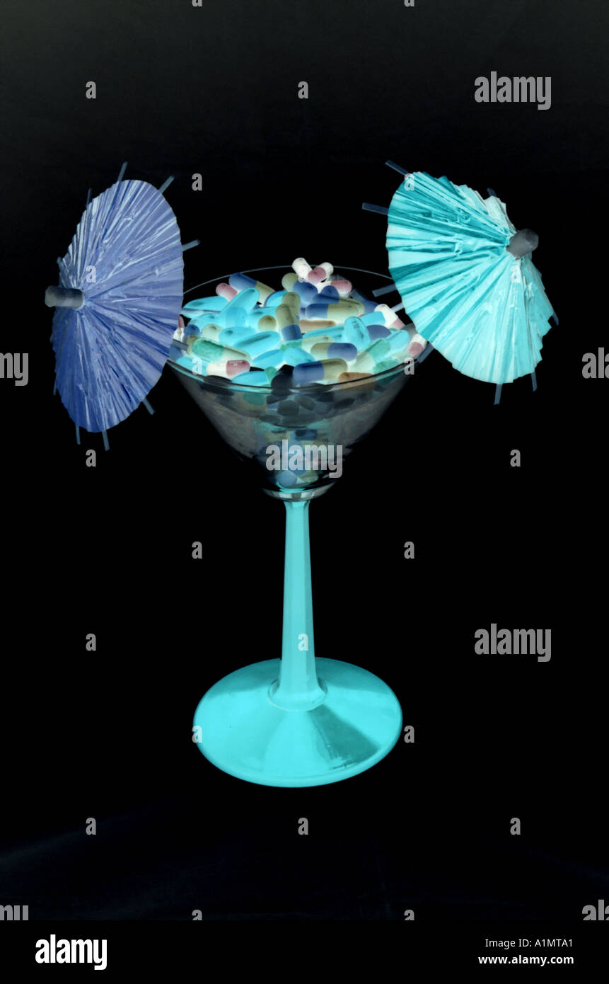 Still life composition illustrating concept of cocktail of drugs shown ...