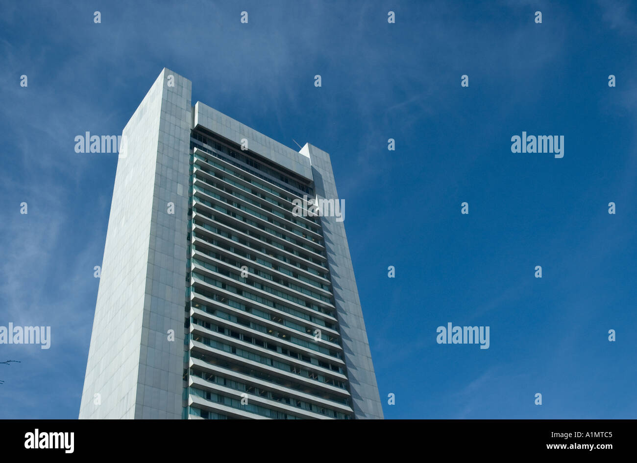 Looking up at the Federal Reserve Bank at 600 Atlantic Avenue in Boston ...