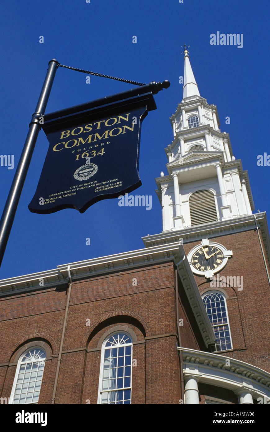 the boston common sign outside the tremont st church in downtown boston ...