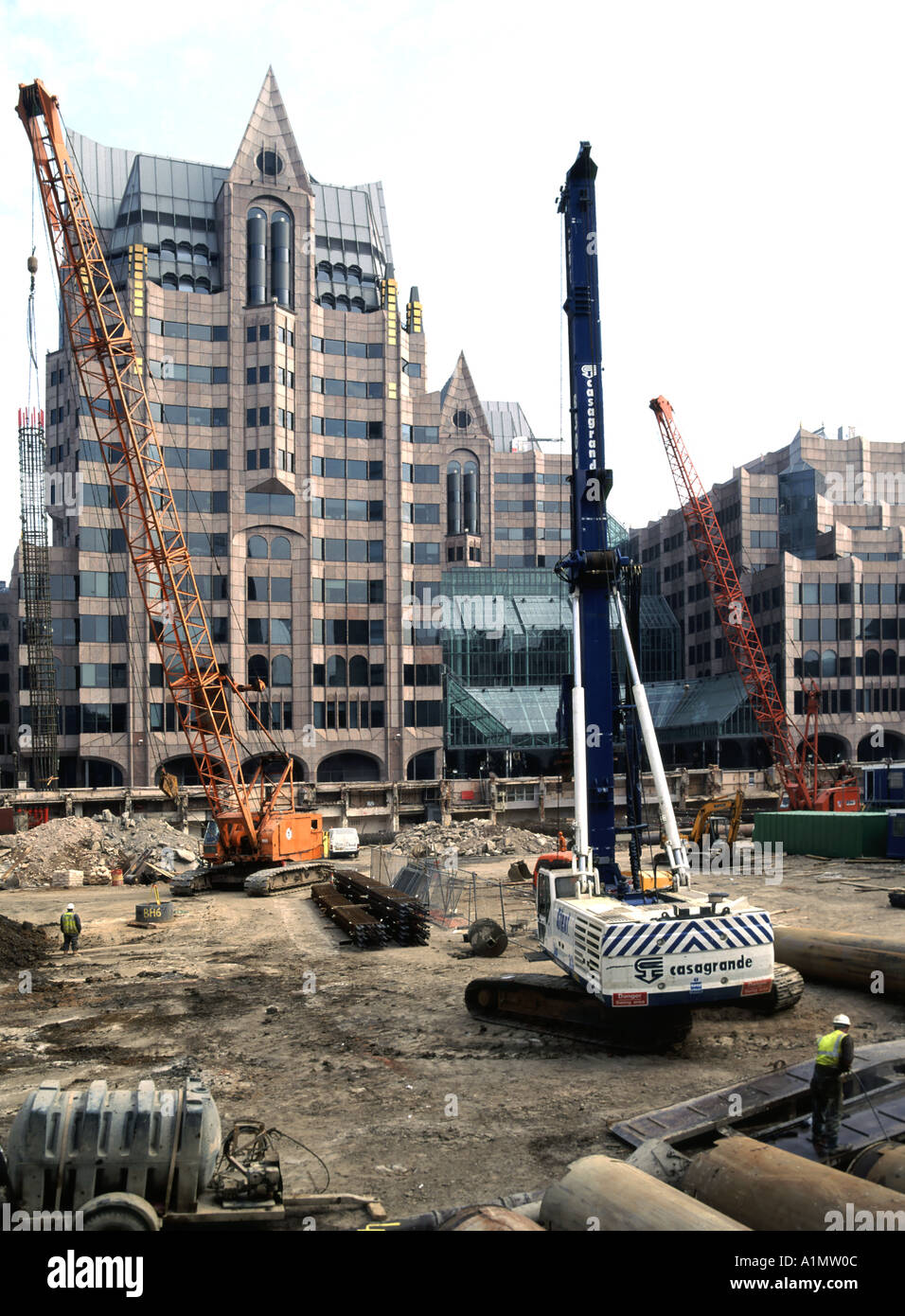 City of London heavy piling equipment installing foundations on ...