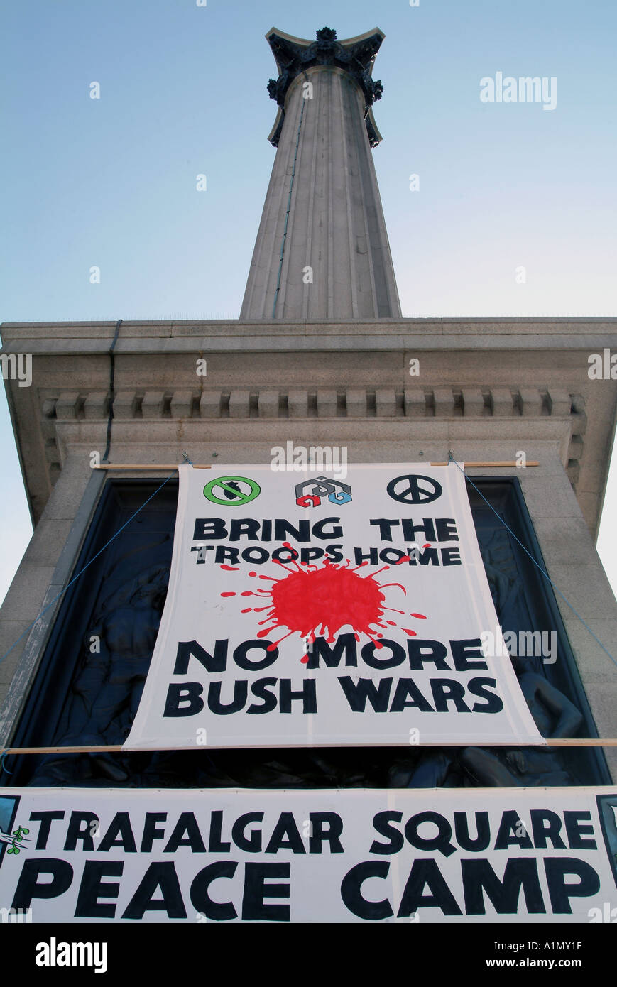 NELSON COLUMN PEACE CAMP Stock Photo - Alamy