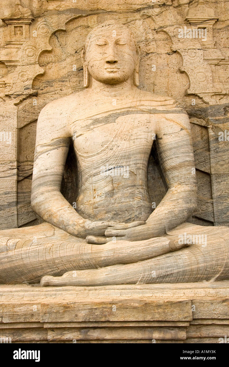 Statue of Buddha in Gal Vihara at Polonnaruwa on the island of Sri ...