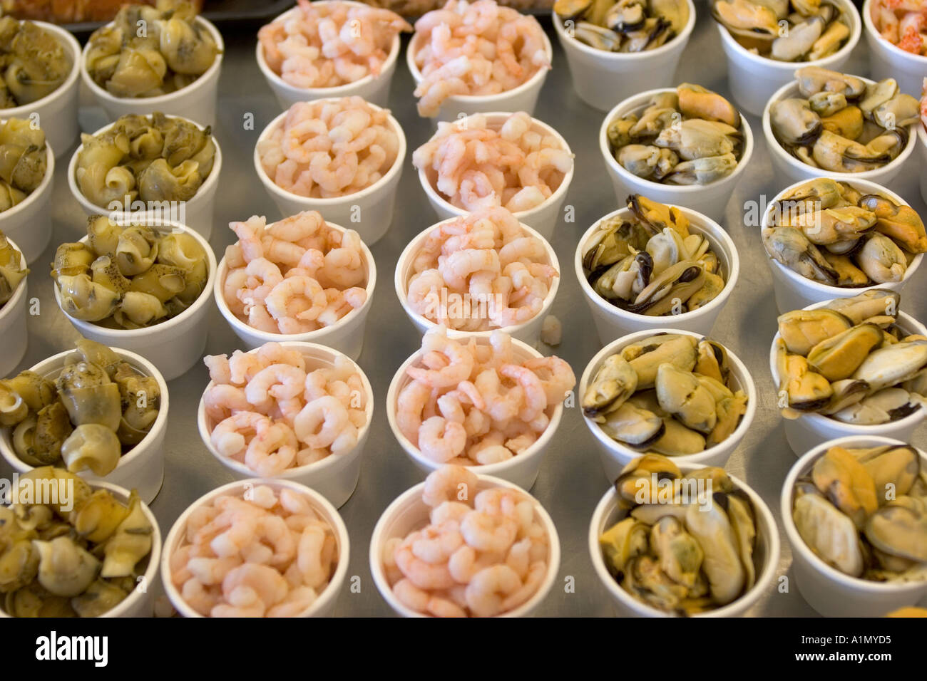 Seafood Stall Whitstable Fish Market Kent England Stock Photo - Alamy