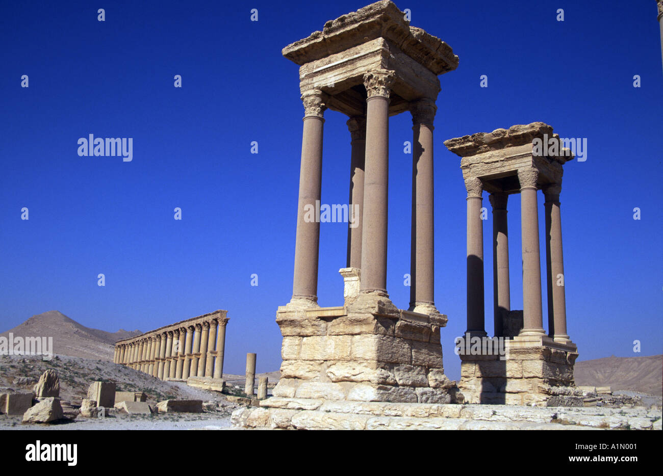 Impressive granite tetrapylons Roman Palmyra SYRIA Stock Photo - Alamy