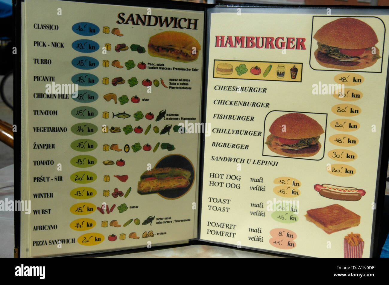 fast food menu Stock Photo - Alamy