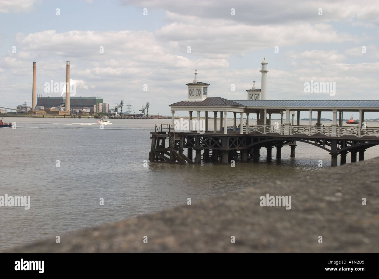 Gravesend Pier and river Thames at Gravesend Kent England UK Stock ...