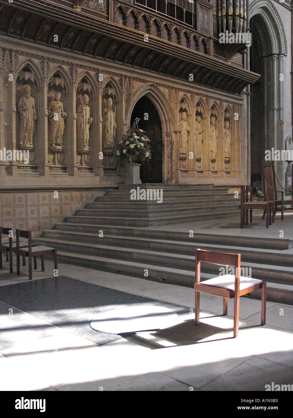 Quire screen and Pilgim steps Rochester Cathedral Kent UK Stock Photo ...
