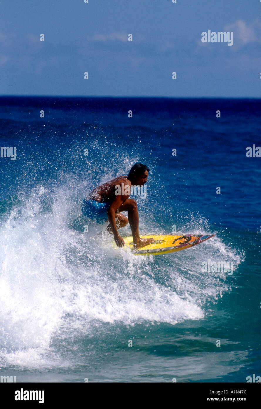 Surfing Sandy Beach Hawaii Stock Photo - Alamy