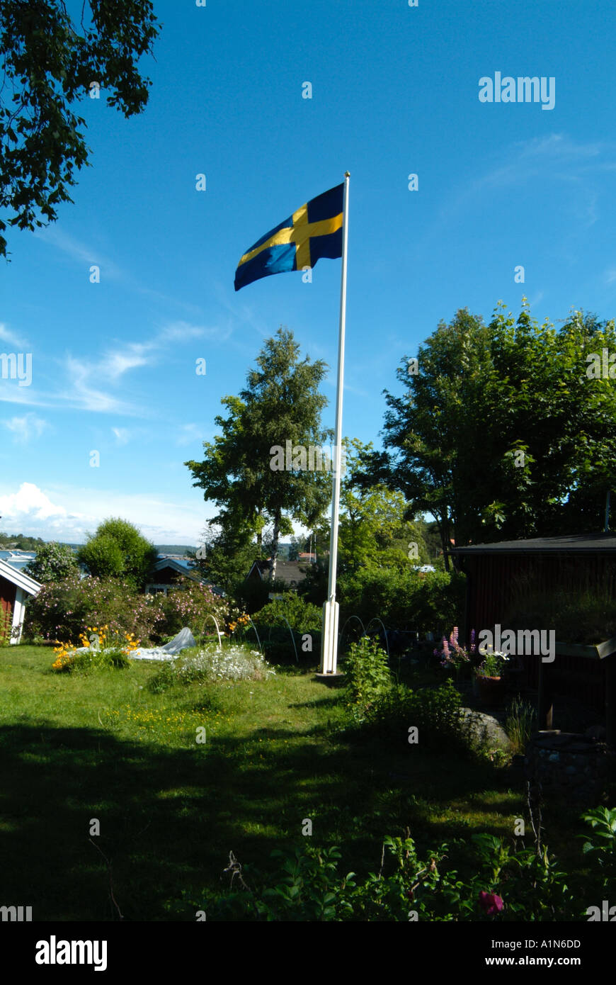 sweden flag flagpole national pride swedish nationalism Stock Photo - Alamy