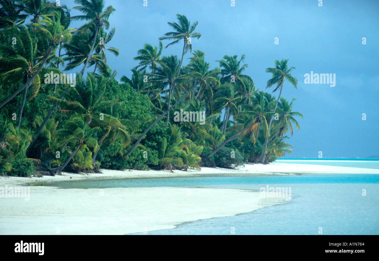 the perfect South Pacific beach scene at Aitutaki in the Cook Islands ...