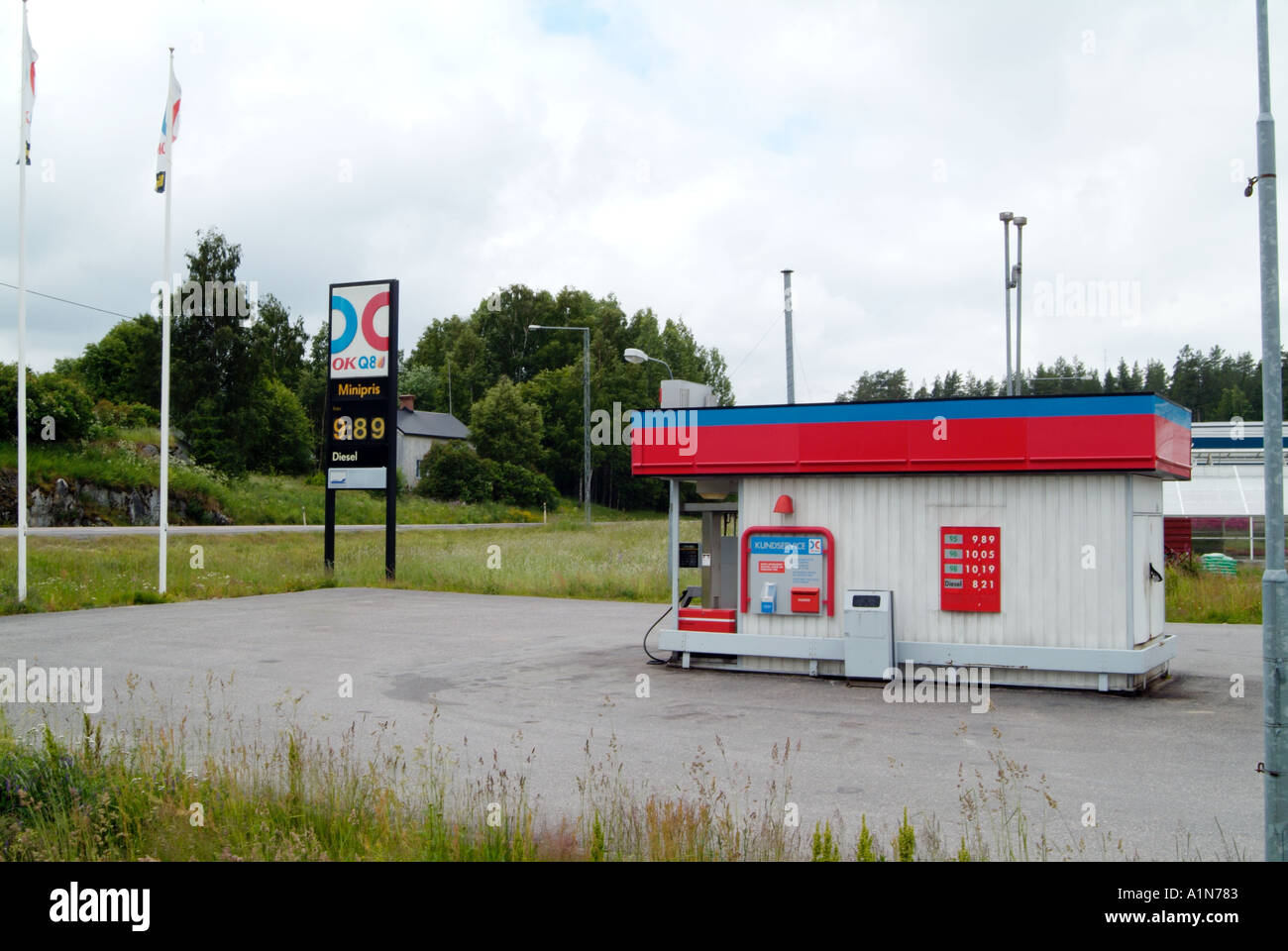 self service petrol gas station in northern sweden unmaned Stock Photo ...