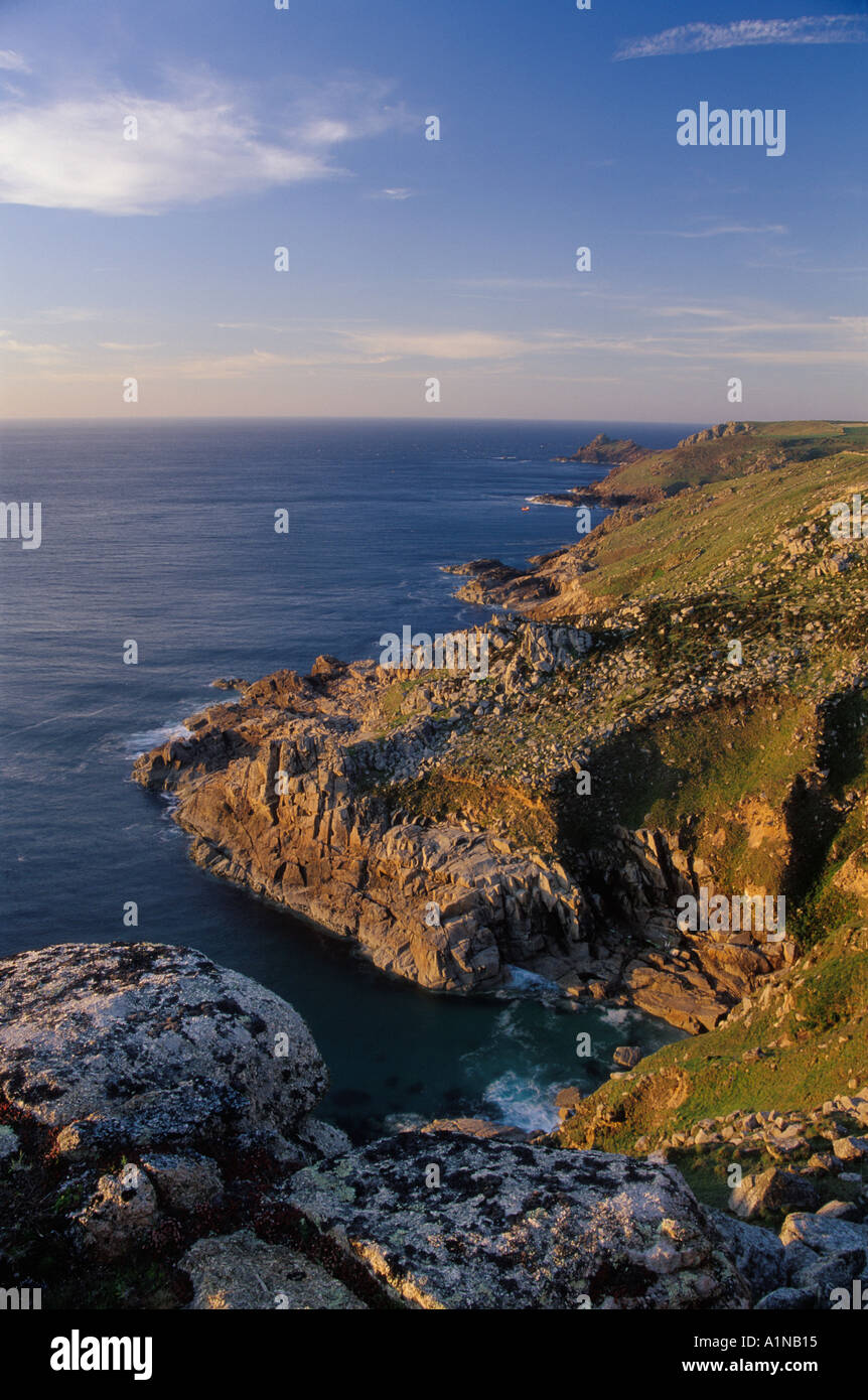 View northeast along coast from Bosigran cliffs near Zennor Cornwall ...