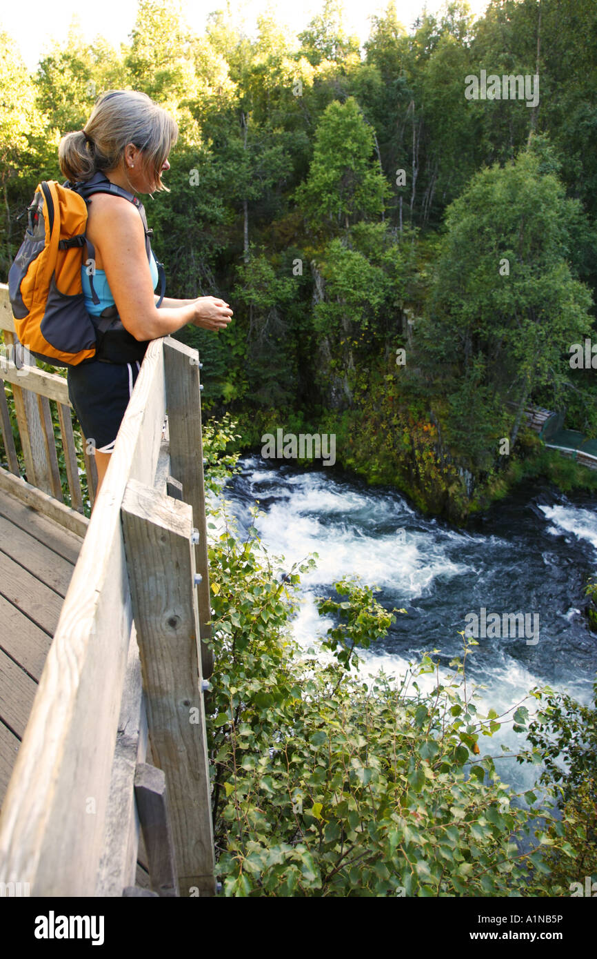 A hiker at the Russian River Falls Russian Lakes Resurrection River ...