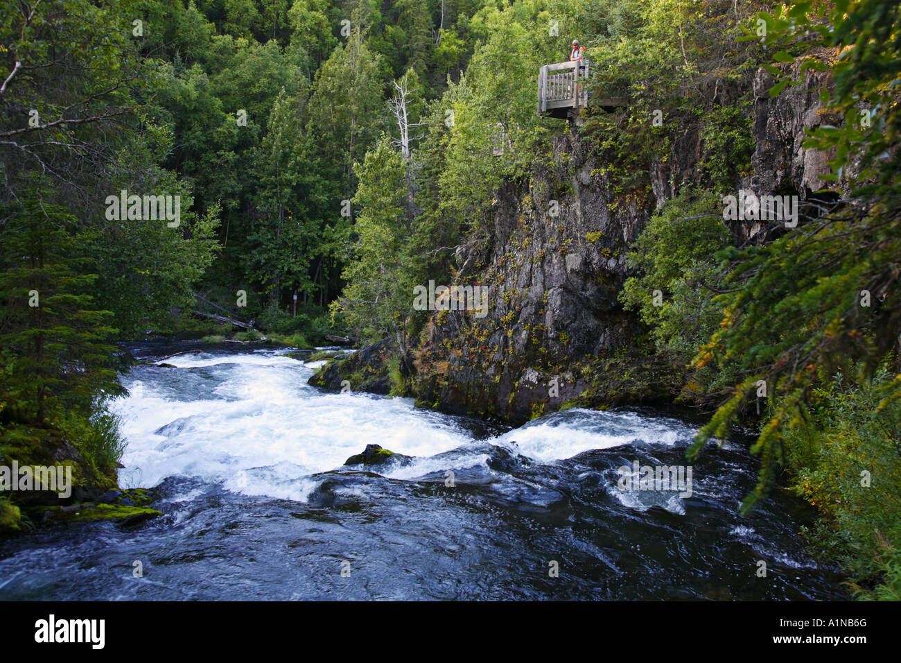 A hiker at the Russian River Falls Russian Lakes Resurrection River ...