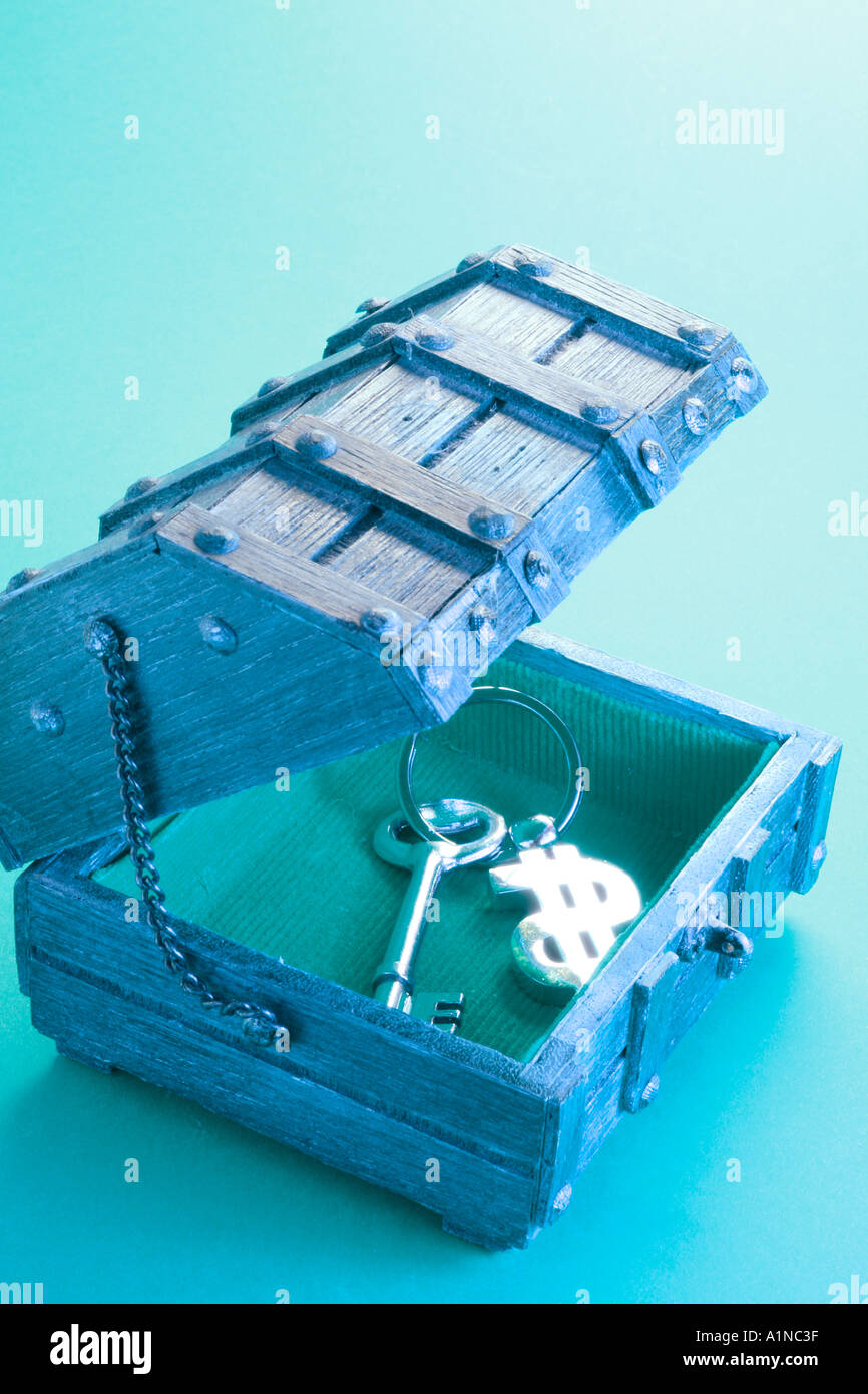 Key in Wooden Chest Stock Photo - Alamy