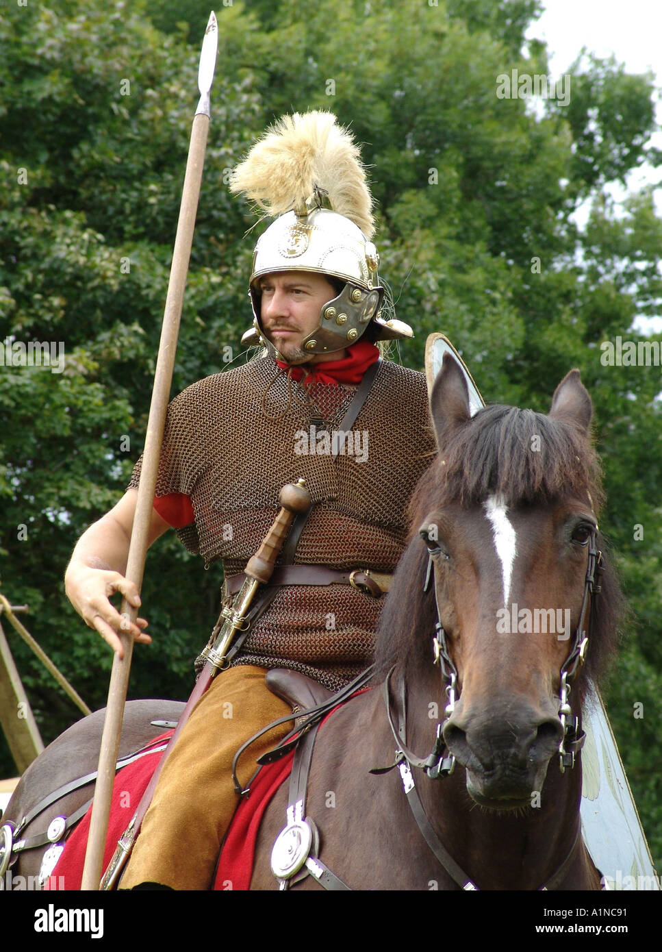 Roman horseman Legionary at the Amphitheatre at Caerleon South Wales UK ...