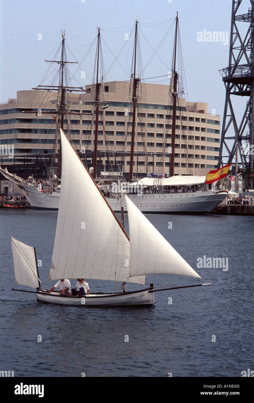 Ship boat in port of Barcelona Stock Photo - Alamy