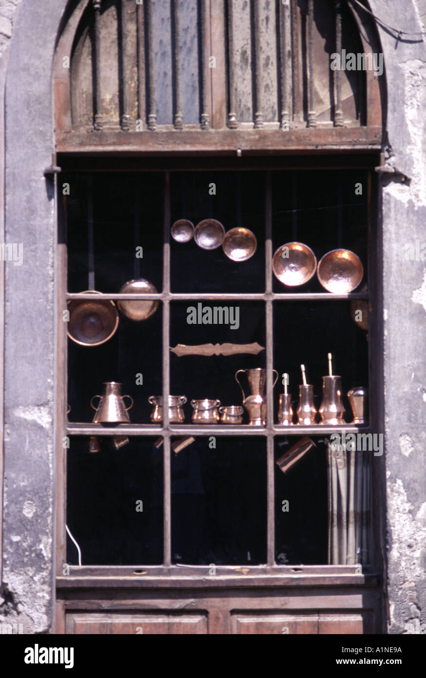 Copper shop window Stock Photo - Alamy