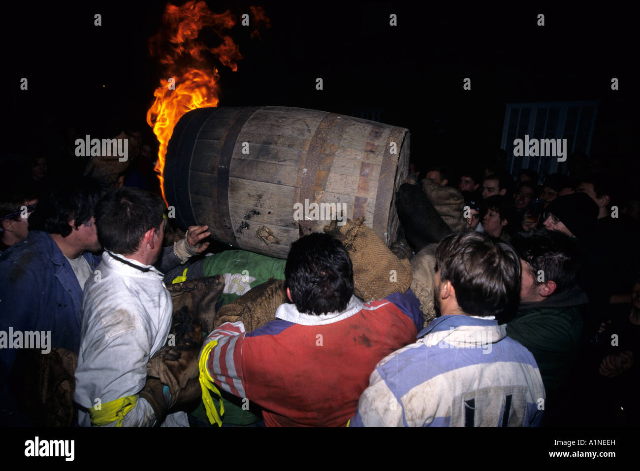 Tar barrel rolling Ottery St Mary Devon England UK Europe Stock Photo ...