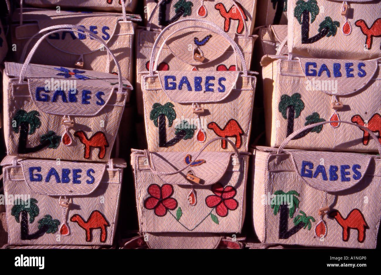 Tunisia North Africa Locally produced woven bags Gabes Village Souk ...