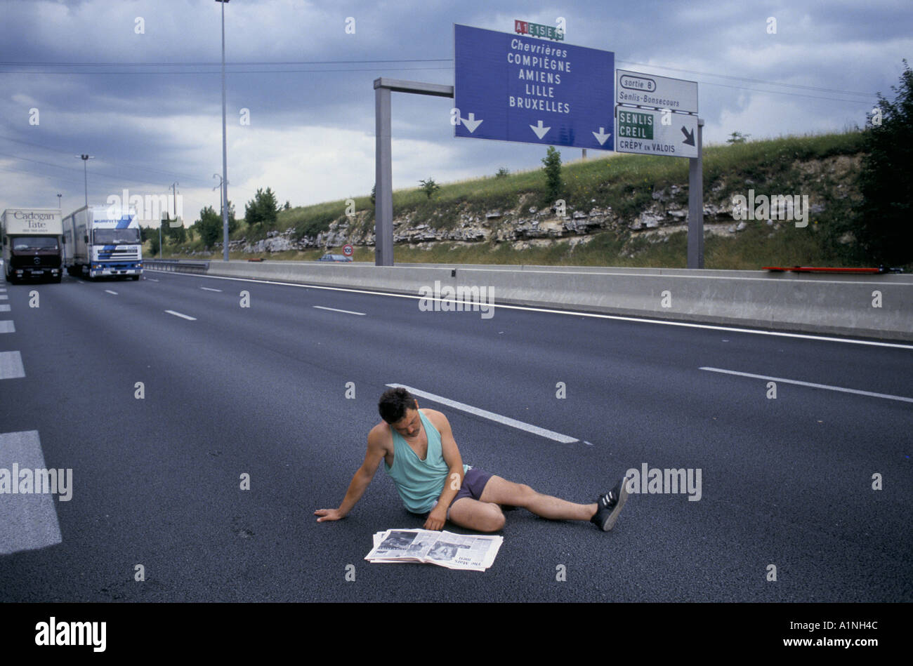 FRENCH LORRY STRIKE JUNE 1992 1992 Stock Photo - Alamy