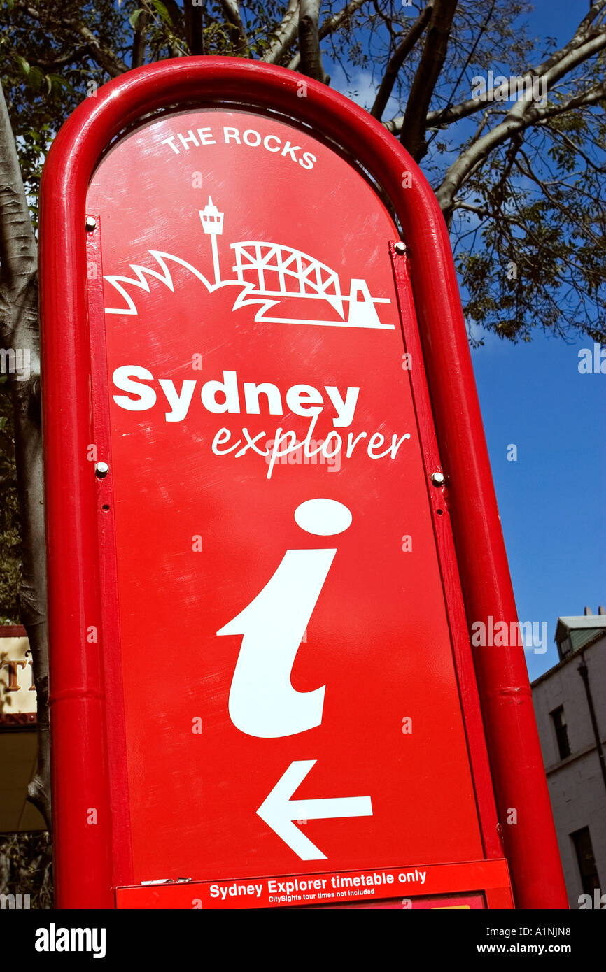 Sign for the Sydney Explorer bus trip Stock Photo - Alamy