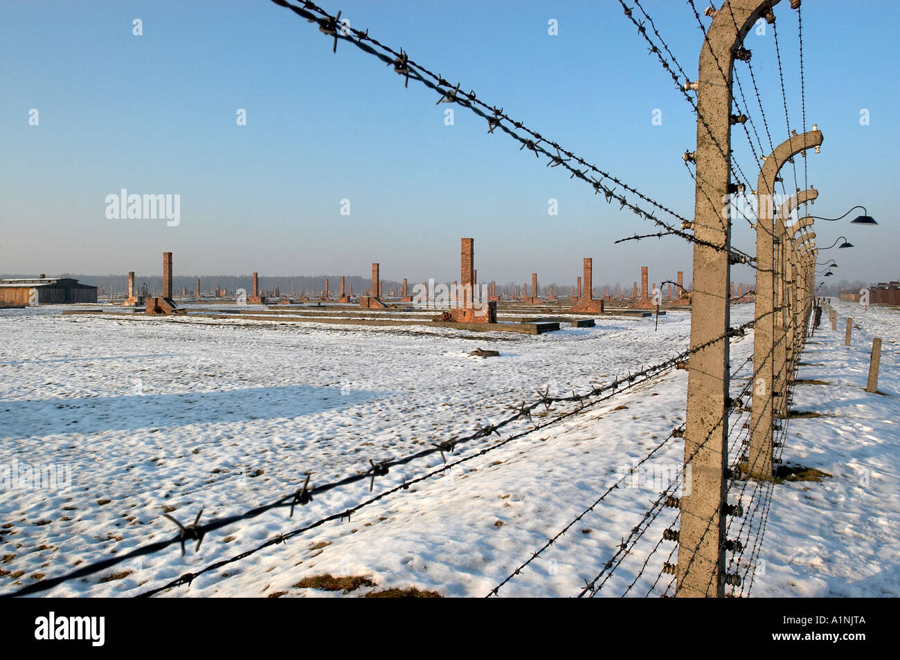 Auschwitz Birkenau concentration camp Poland in winter snow Stock Photo ...