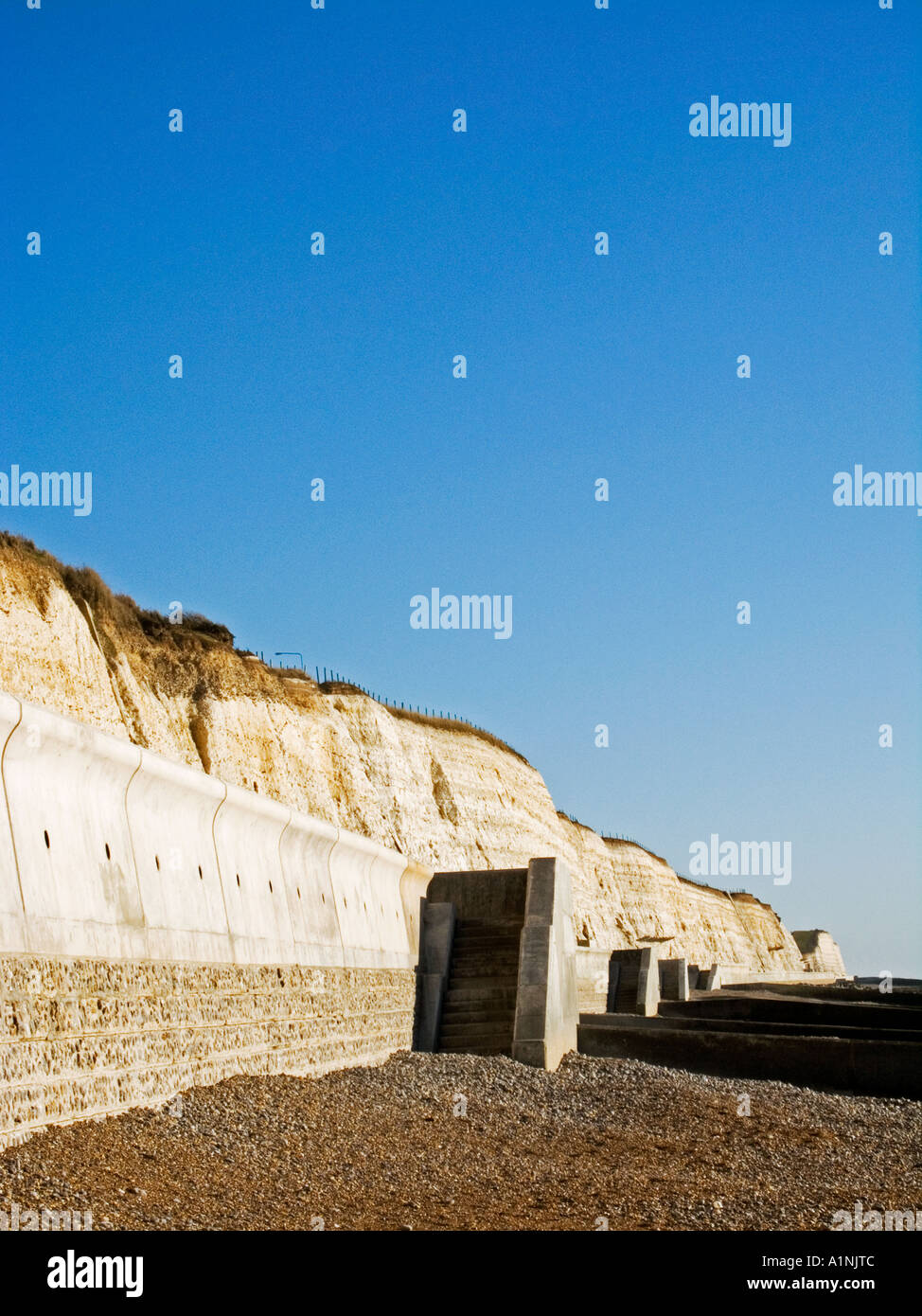 New sea defence wall on beach just outside Brighton Marina Stock Photo ...