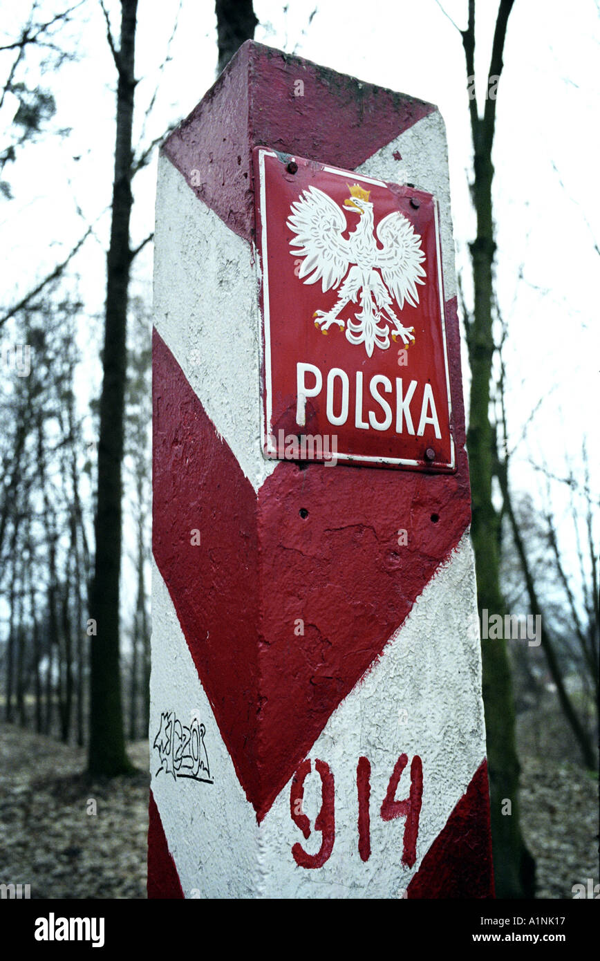 A Polish border post marking the start of Polish territory Stock Photo ...