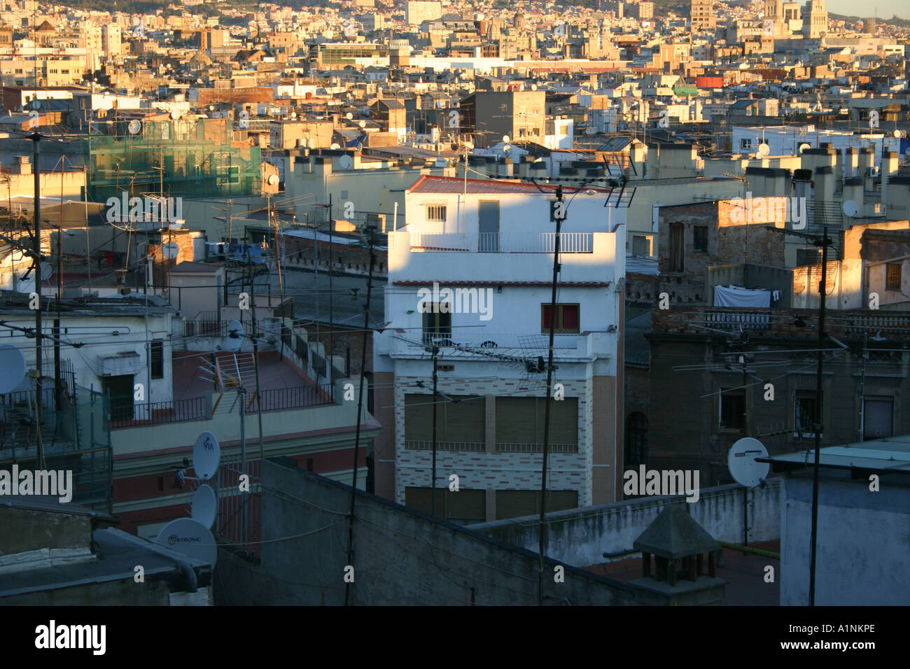 Rooftops in Barcelona City Stock Photo - Alamy